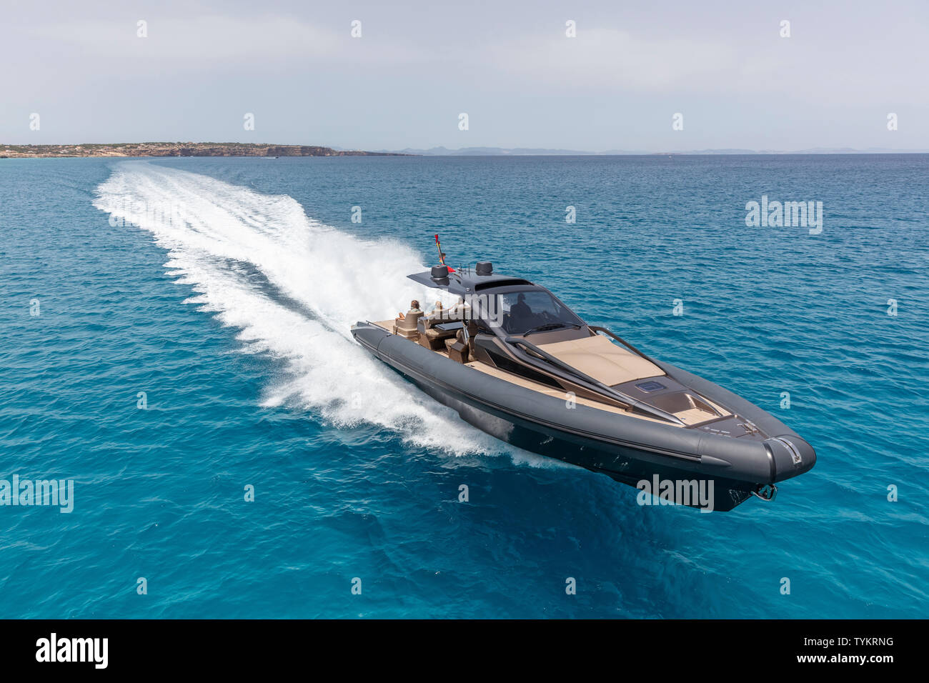inflatable motor boat in formentera, navigate in the beautiful sea of ...