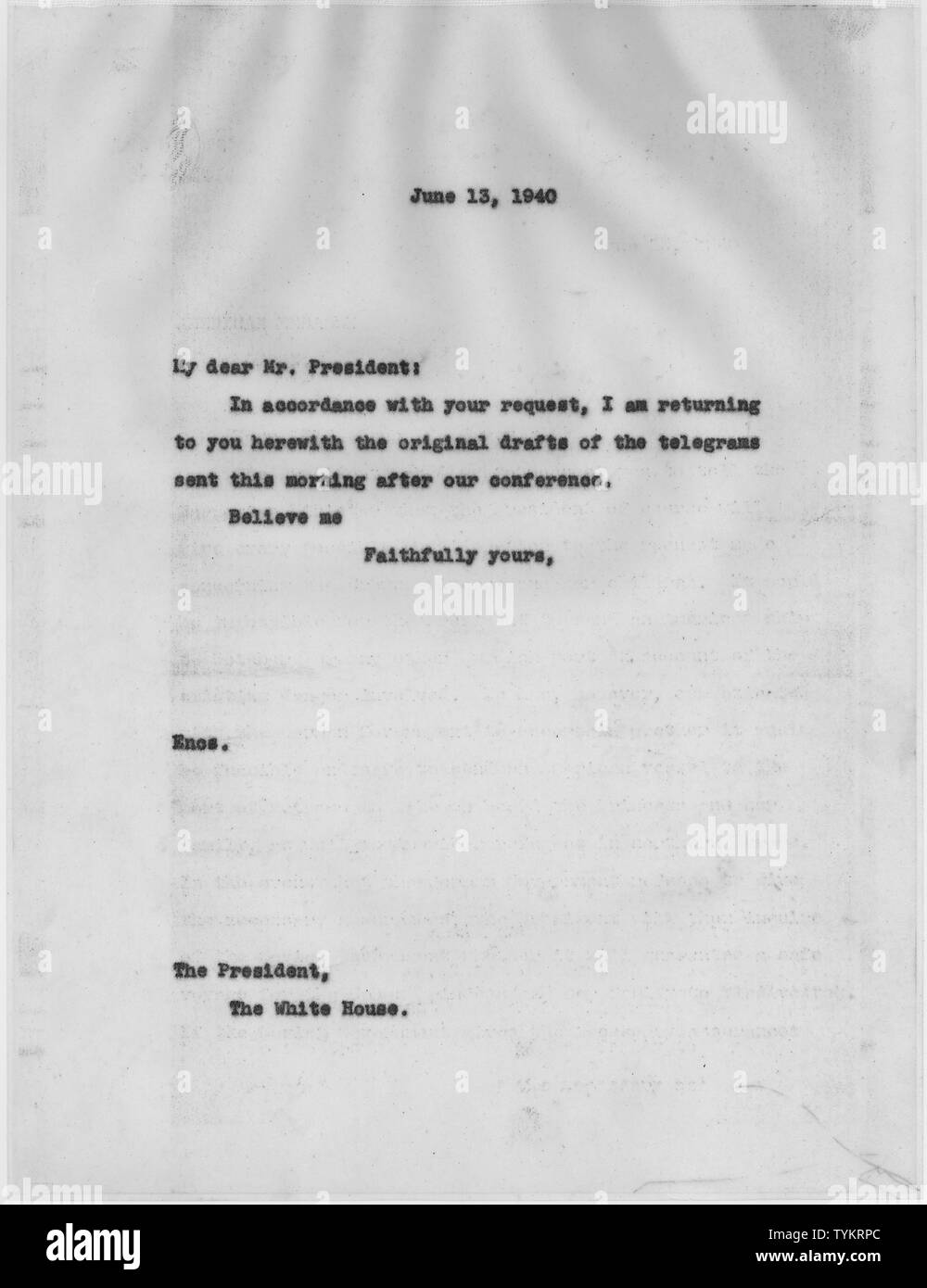 Sumner Welles to Franklin D. Roosevelt Stock Photo - Alamy