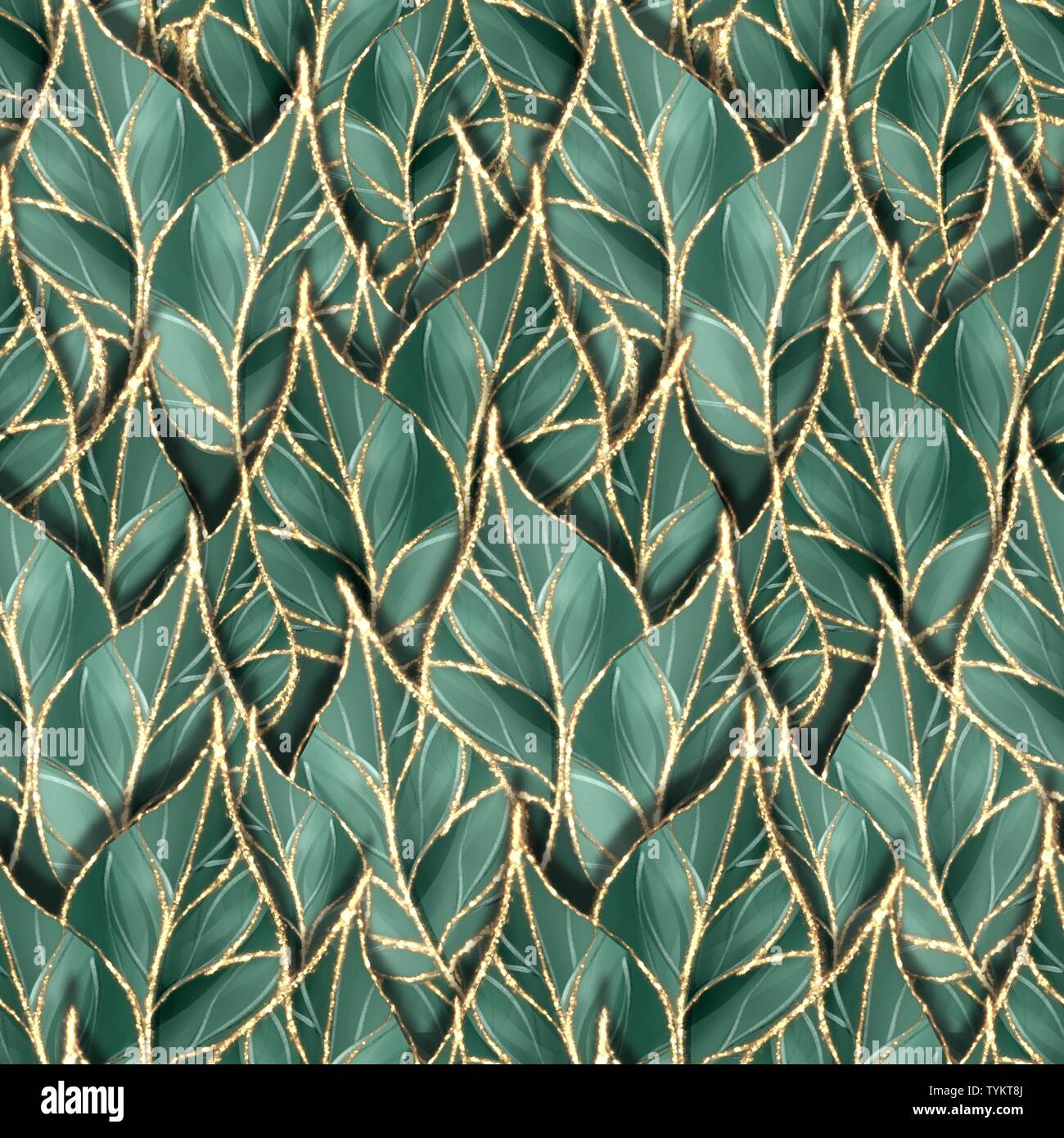 Floral pattern. Seamless background with green leaves Stock Photo - Alamy
