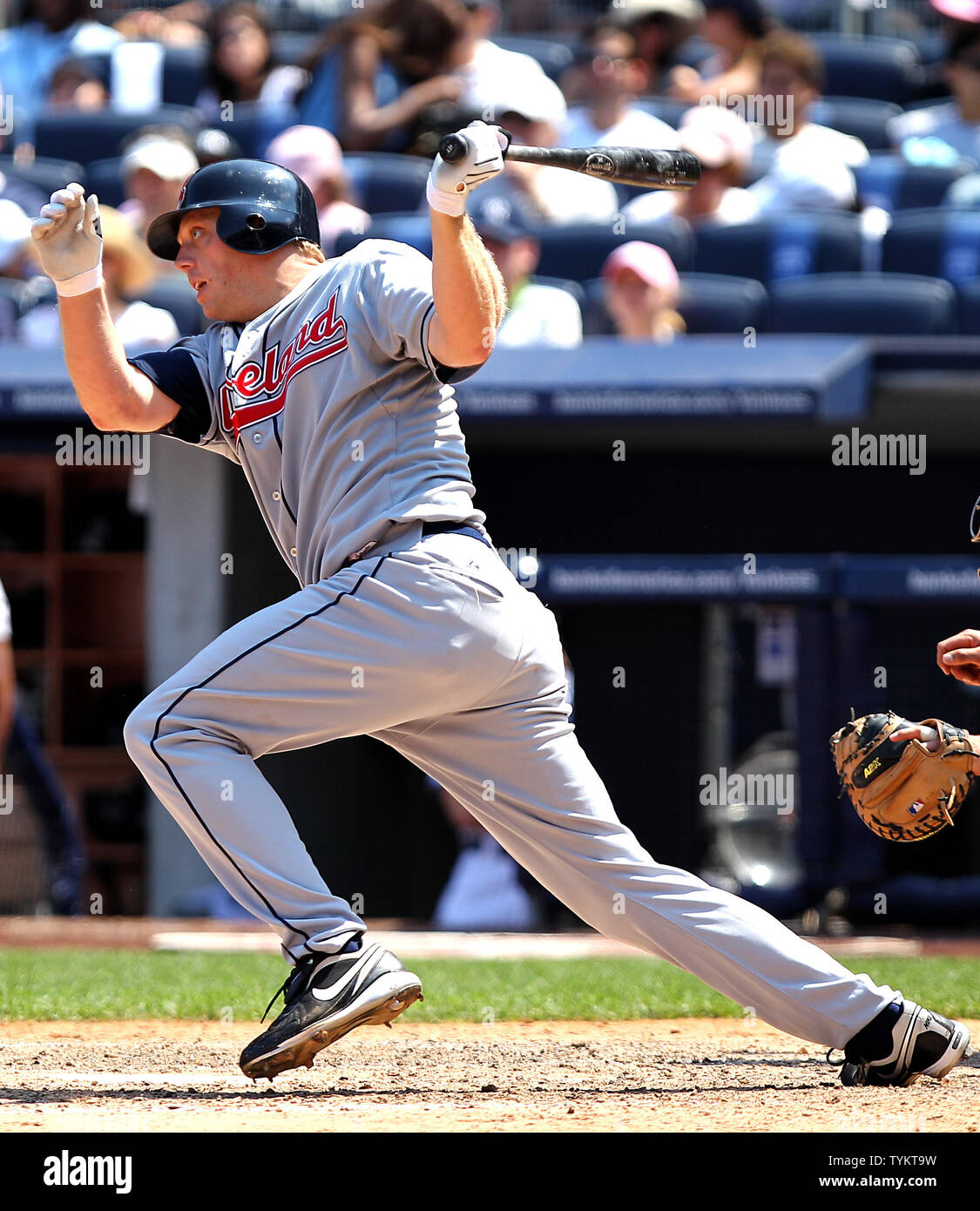 Cleveland Indians Shelley Duncan takes a swing in the seventh inning ...