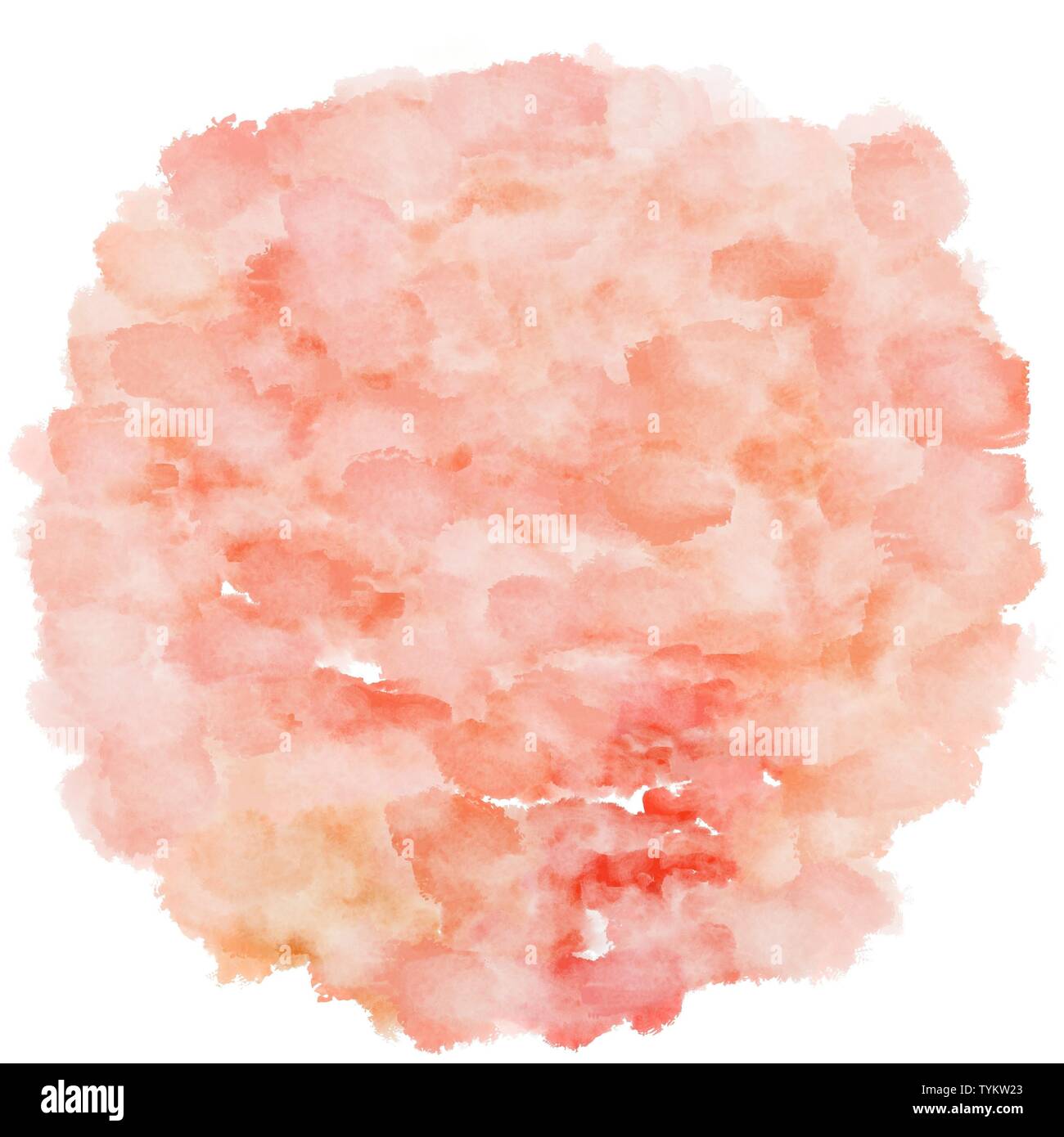 circular watercolour painting. baby pink, dark salmon and tomato colors ...