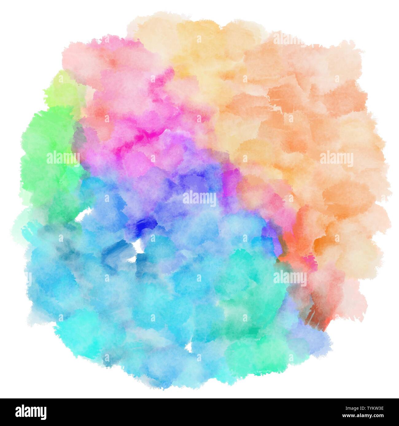 watercolor baby pink, medium turquoise and sky blue color. circular ...