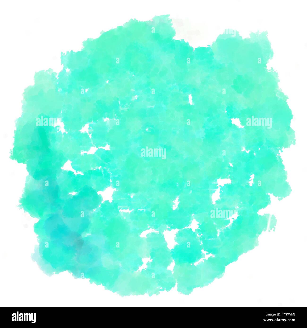 circular painting with aqua marine, turquoise and light cyan watercolor ...