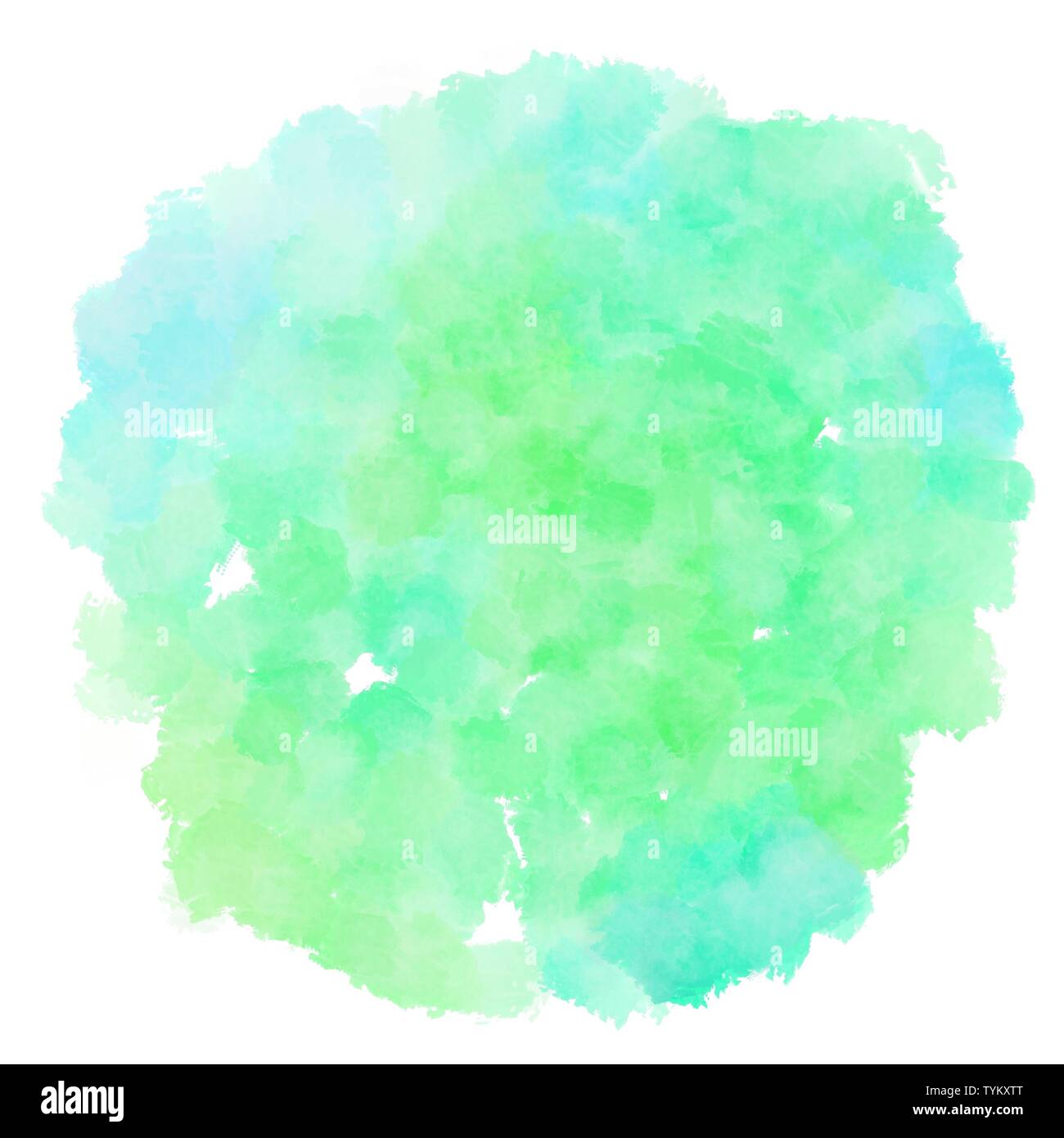 circular painting with aqua marine, pale turquoise and tea green ...