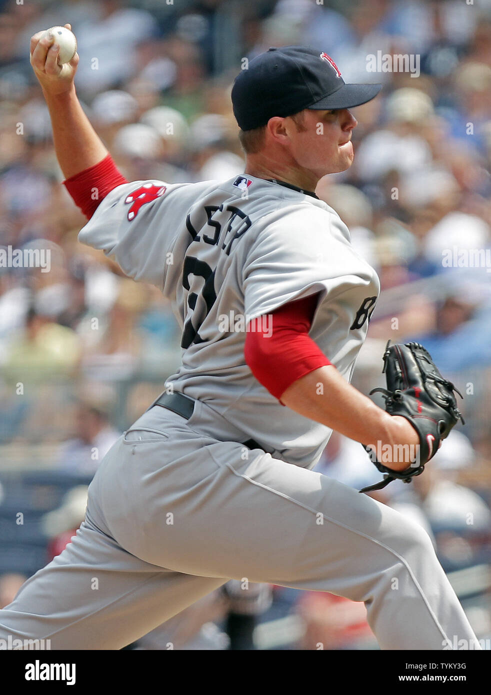 Boston Red Sox starting pitcher Jon Lester throws a pitch in the second ...