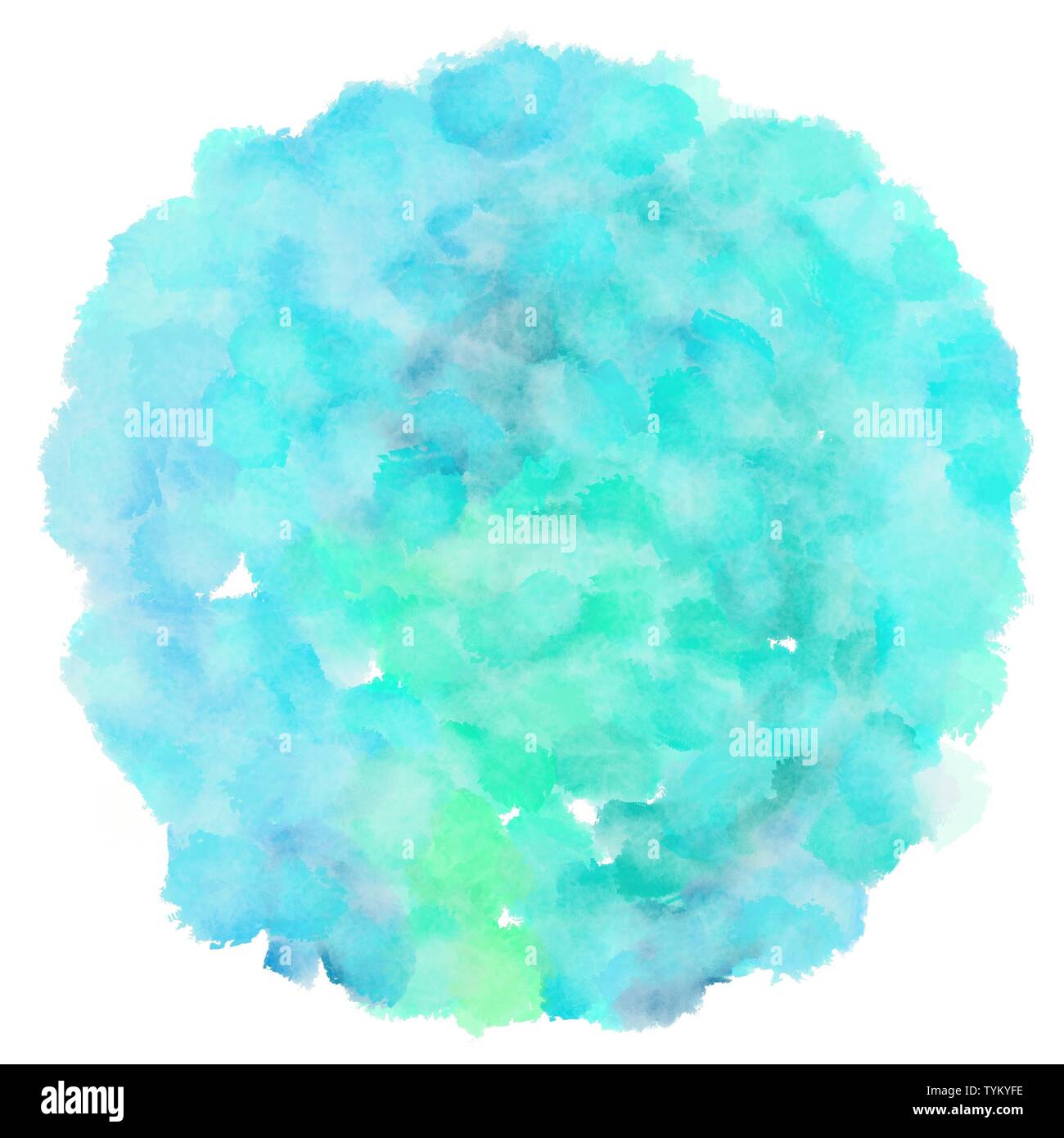 circular painting with sky blue, turquoise and pale turquoise ...