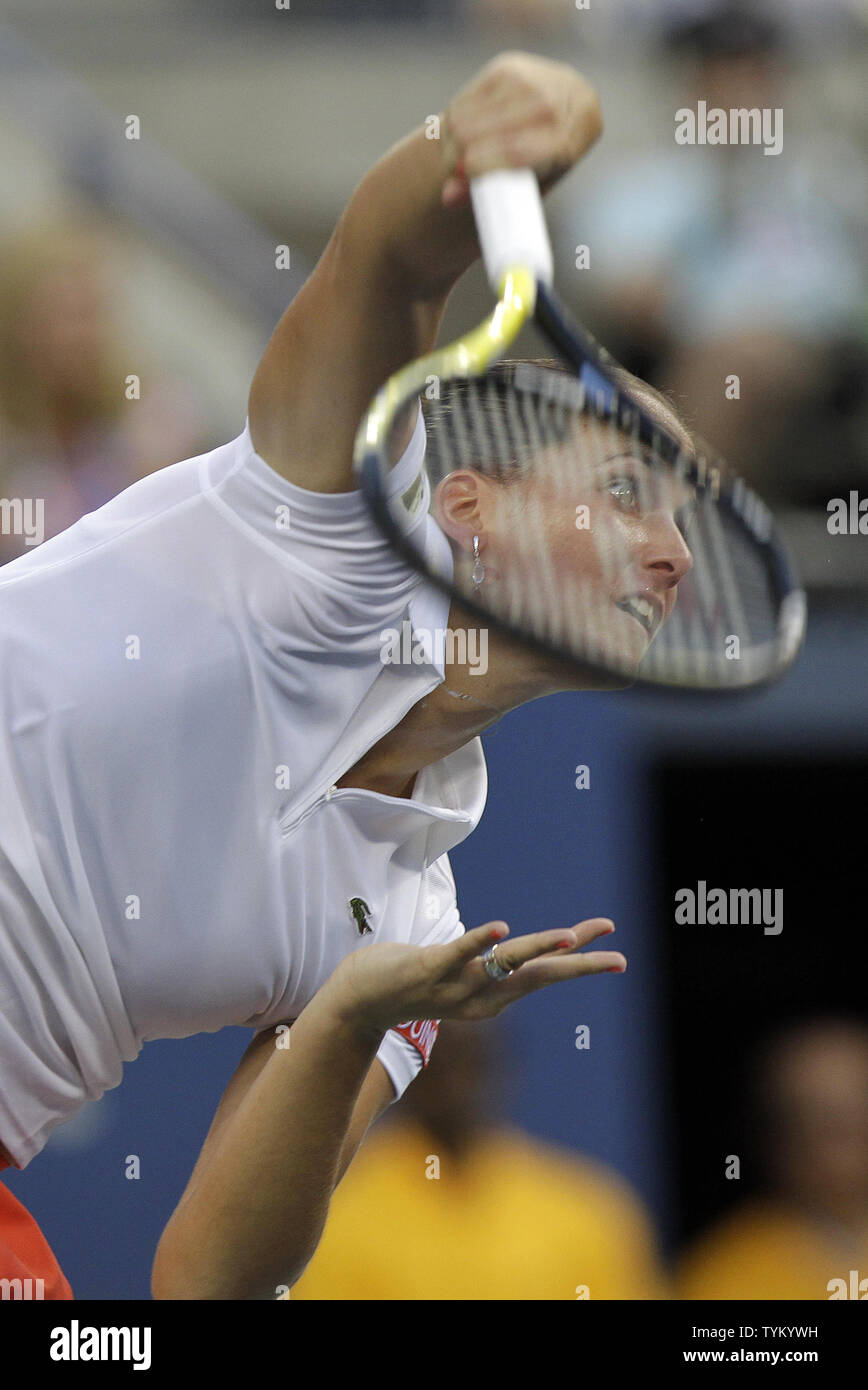 Jarmila Groth of Australia serves to Maria Sharapova of Russia in the ...