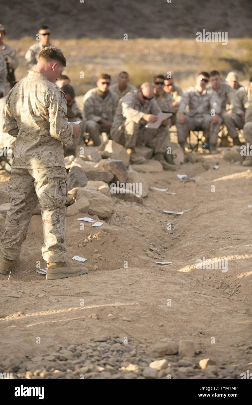 Marines with 1st Battalion, 7th Marine Regiment, walk-through a terrain ...