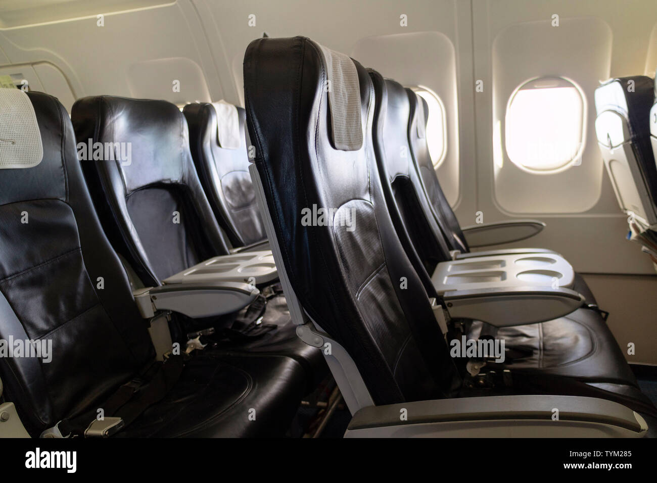 Aircraft seating configuration on a passenger jet. Circa 2019 Stock ...