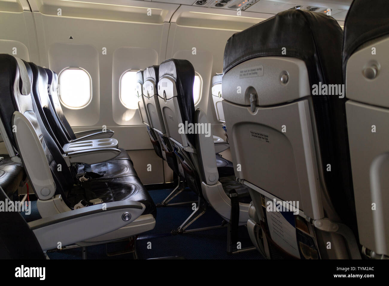 Aircraft seating configuration on a passenger jet. Circa 2019 Stock ...