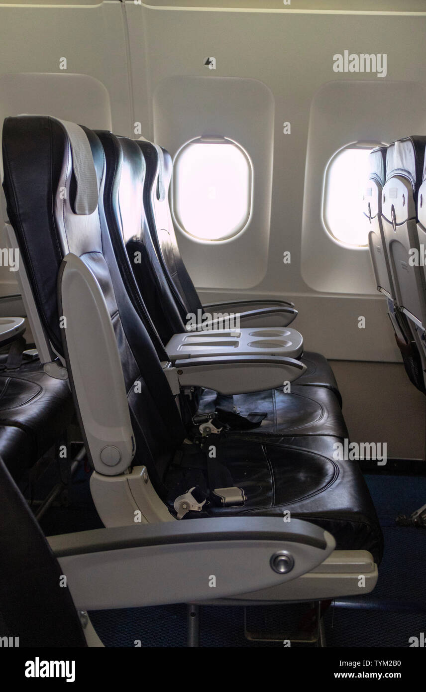Aircraft seating configuration on a passenger jet. Circa 2019 Stock ...