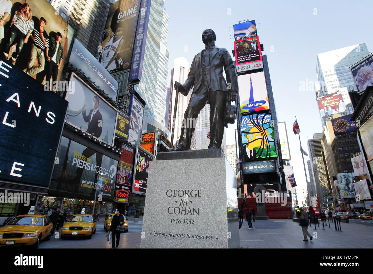 A statue in honor of George M. Cohan stands in Times Square in New York ...
