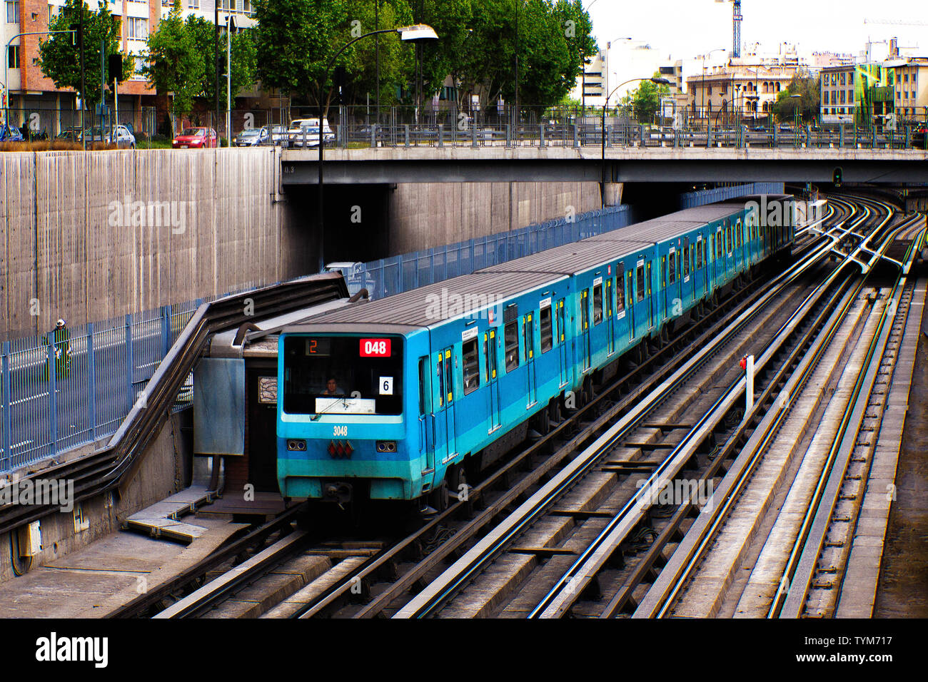 SANTIAGO, CHILE - OCTOBER 2015: A Santiago Metro train between Los ...
