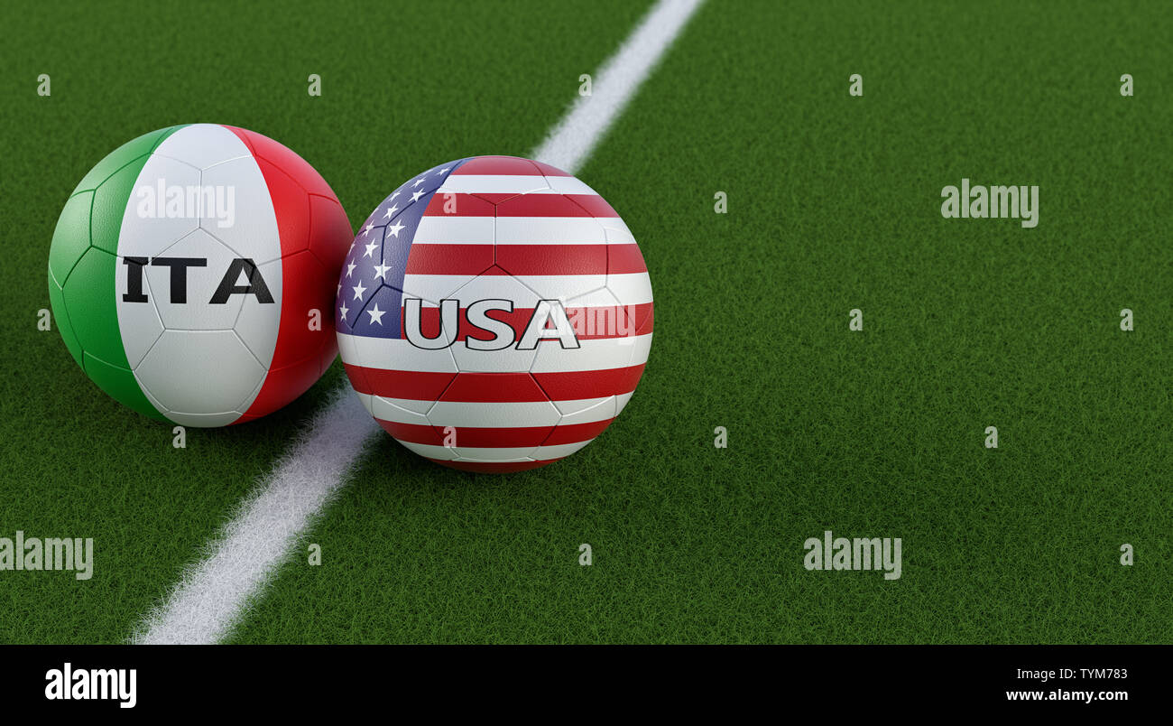 Italy vs. USA Soccer Match - Soccer balls in Italy and USA national ...