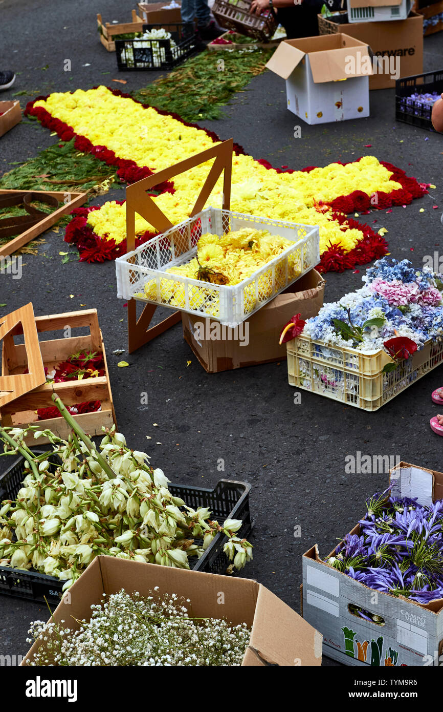 Corpus Christy religious festival in funchal, June 2019, with flowers ...