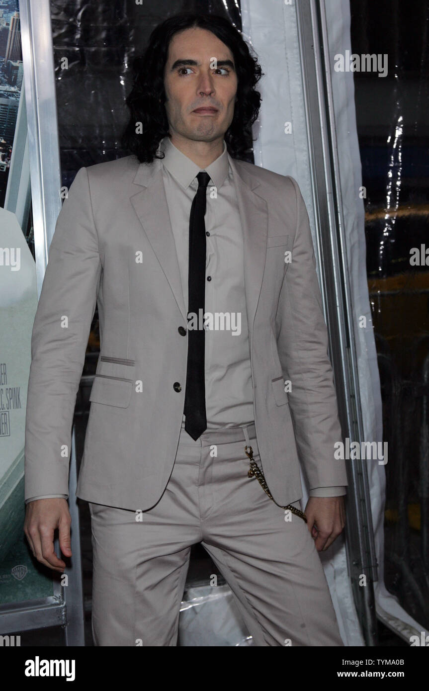 Russell Brand arrives for the "Arthur" Premiere at the Ziegfeld Theater ...