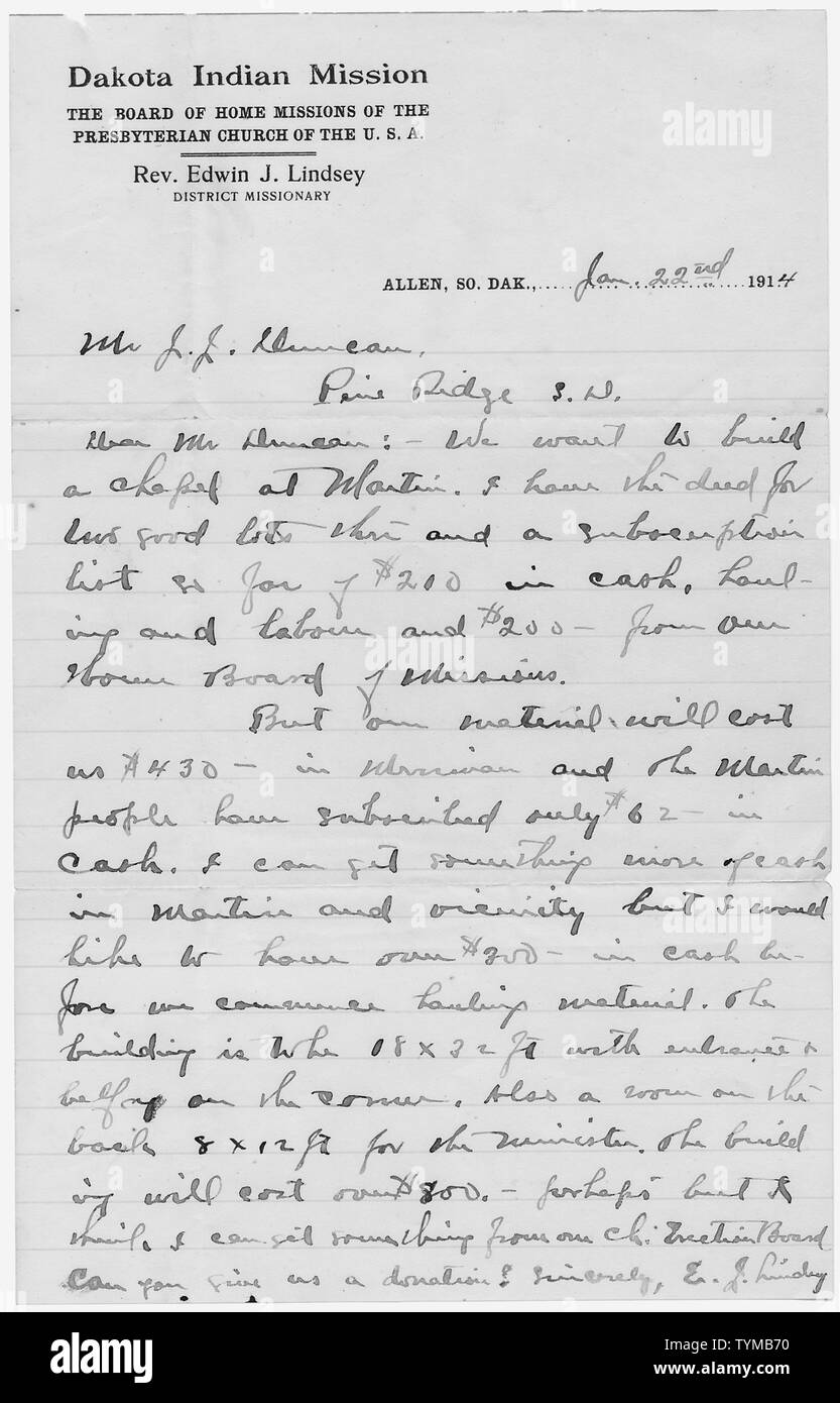The Reverend Edwin J. Lindsey, District Missionary, Dakota Indian ...