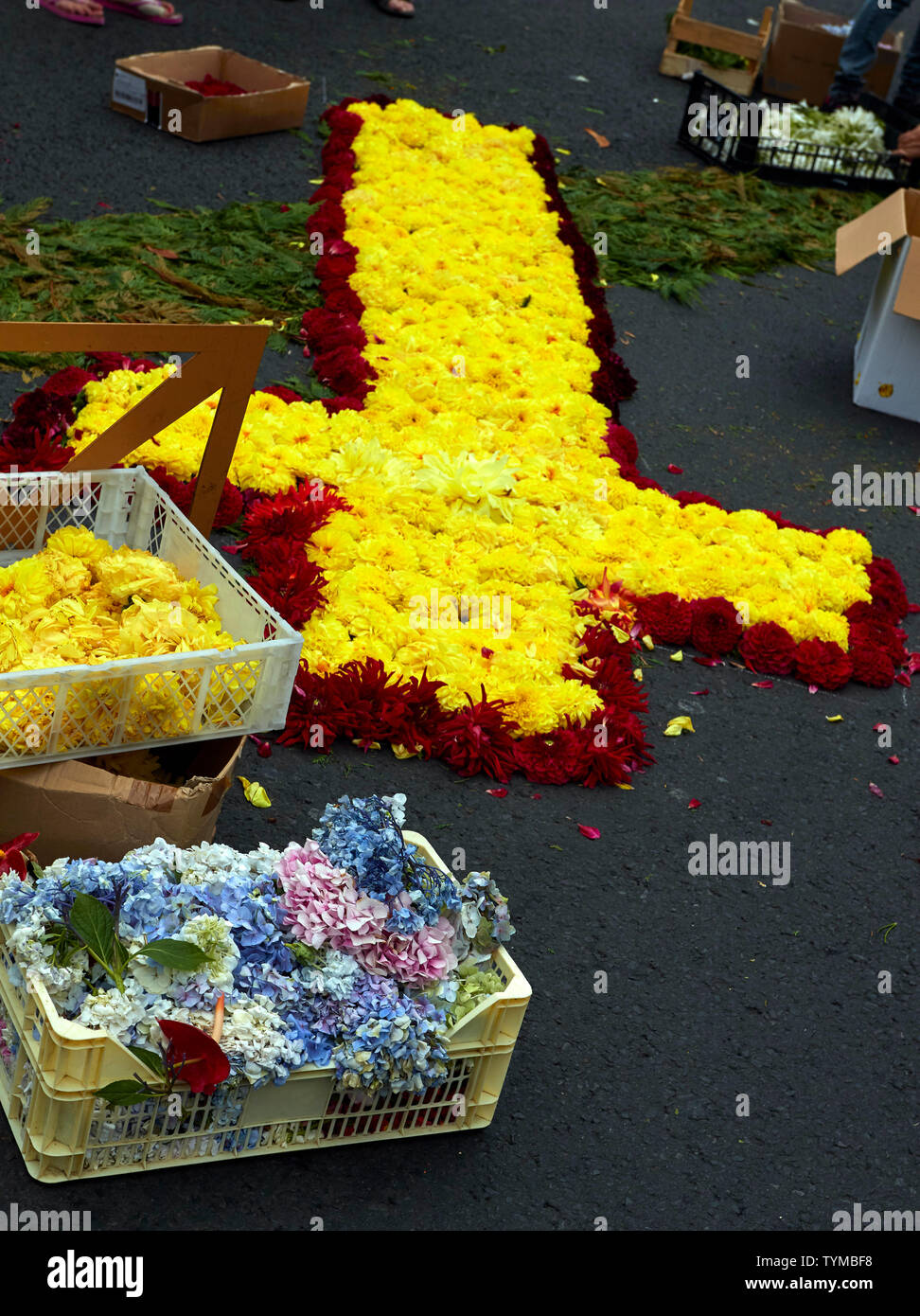 Corpus Christy religious festival in funchal, June 2019, with flowers ...