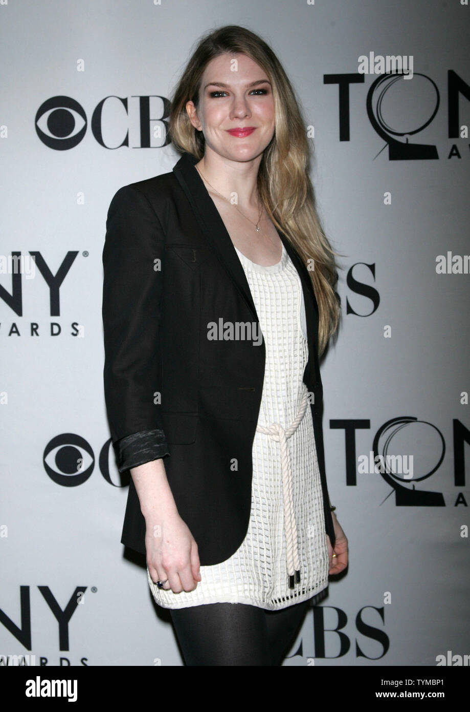 Lily Rabe arrives for the 2011 Tony Awards Meet the Nominees Press ...