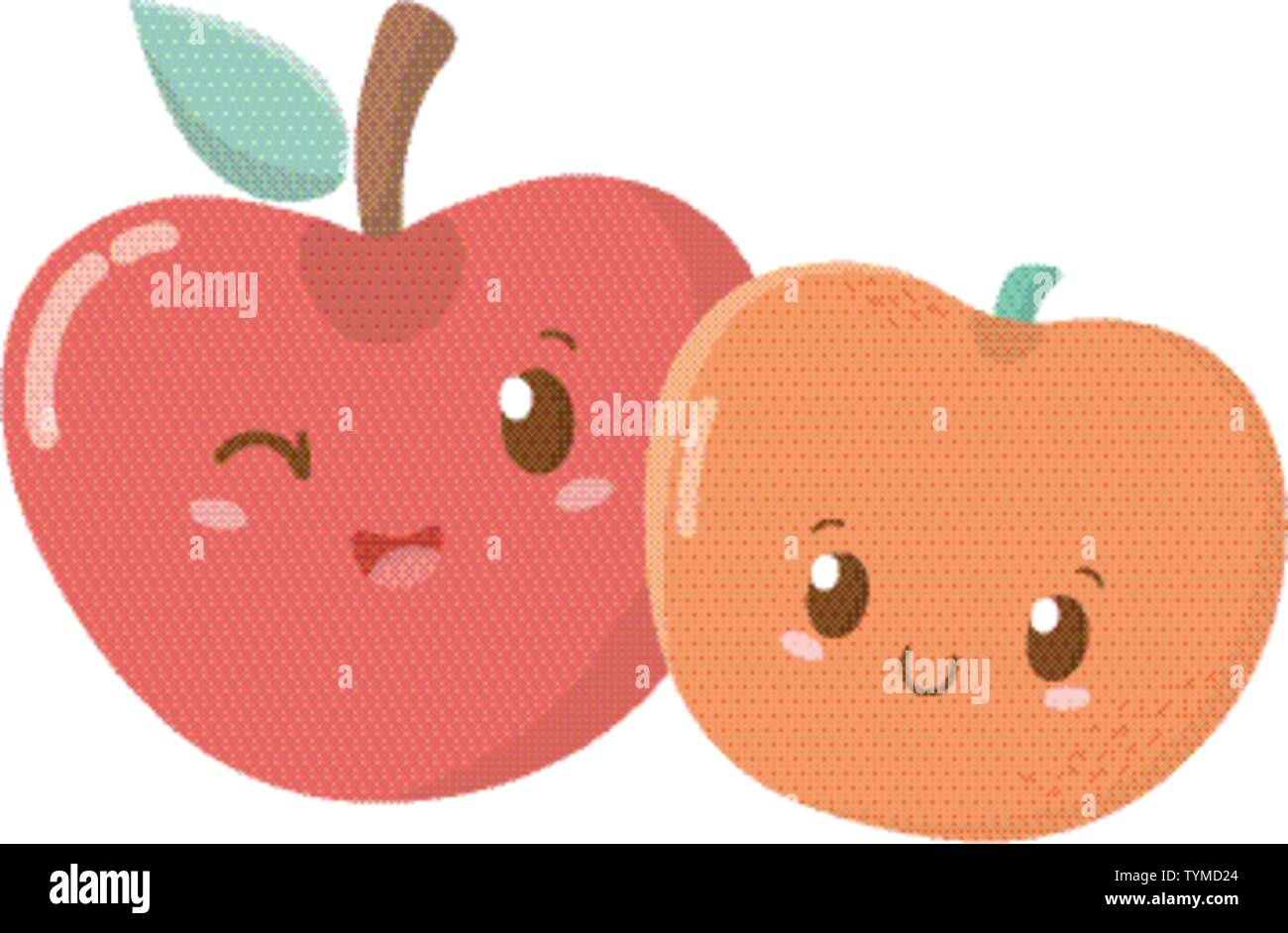 delicious tasty sweet fruits apples cartoon vector illustration graphic ...
