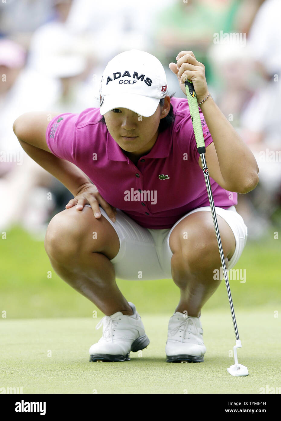 Yani Tseng of Taiwan lines up a putt on the third green in the final ...