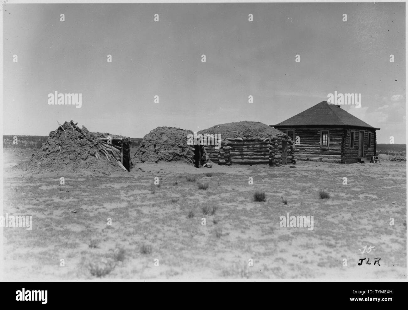 The evolution of the Navajo Hogan, Left to right. The very old hogan. A ...