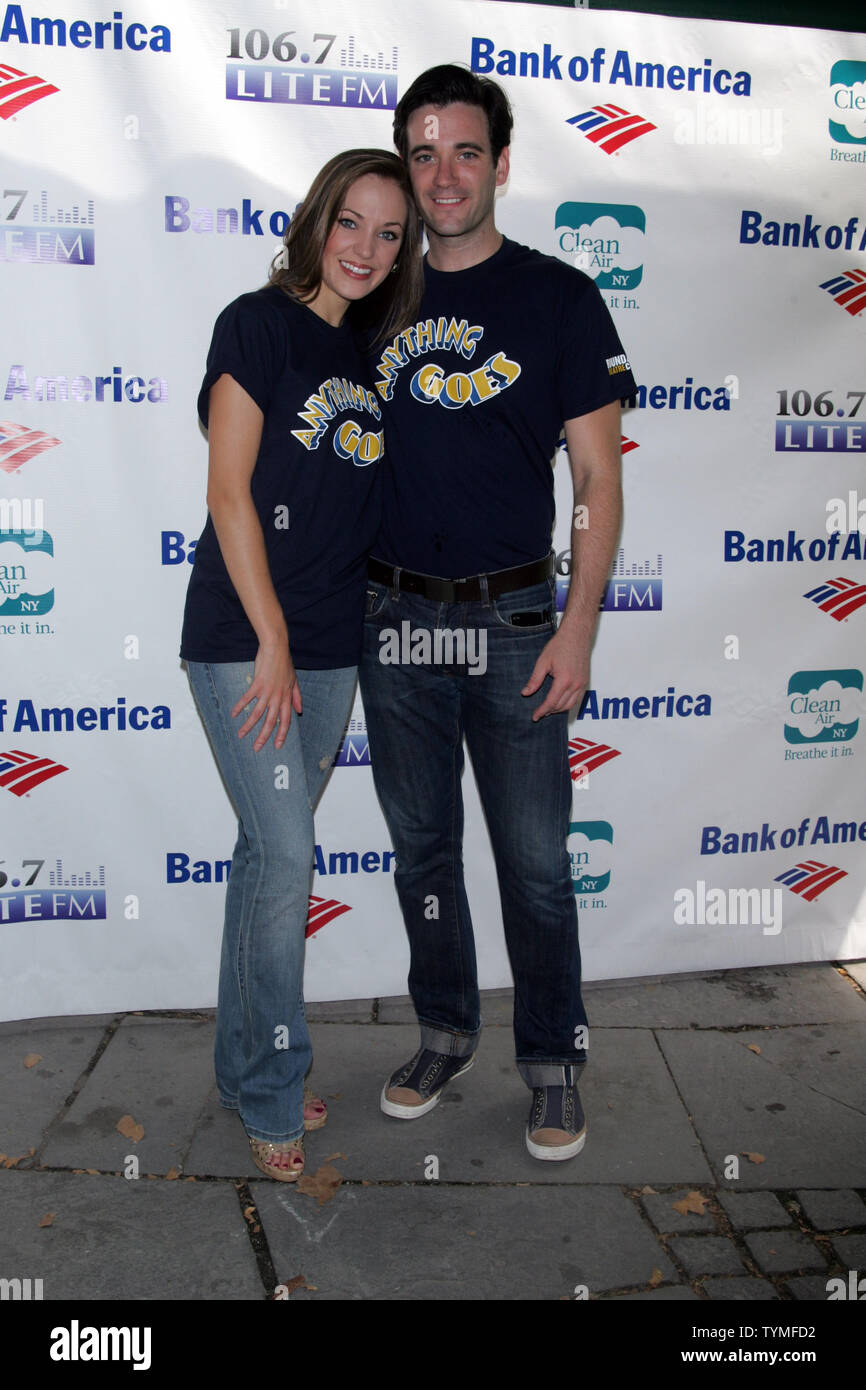 Christine Nagy and Colin Donnell of "Anything Goes" attends 106.7 Lite ...