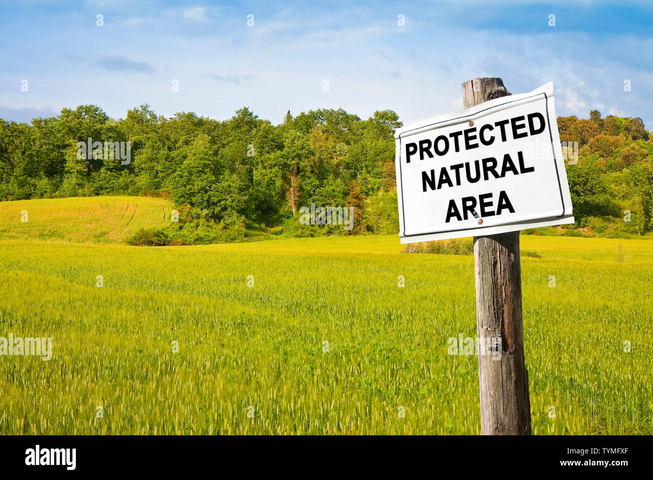 "Protected Natural Area" written on a field sign - image with copy ...