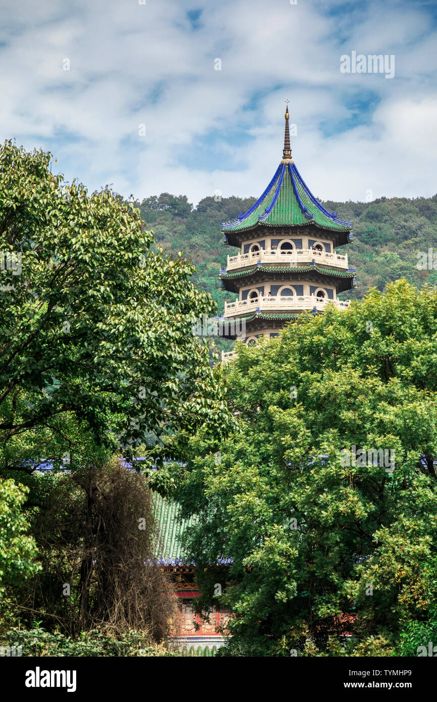 Linggu Tower in the Scenic Area of Lin Ancient Temple in Zhongshan ...