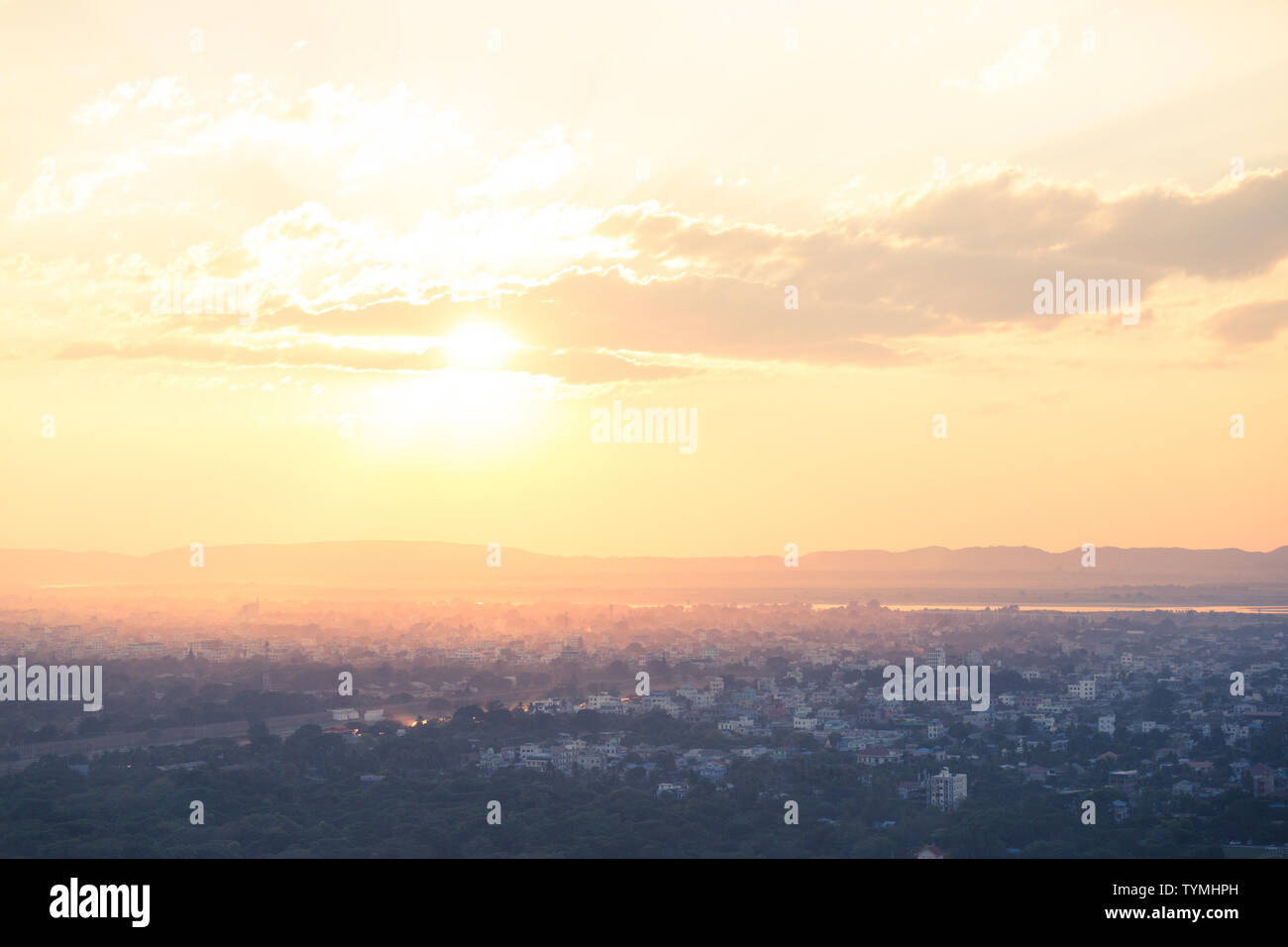 Sunset scenery of the Mandalay Mountains in Myanmar Stock Photo - Alamy