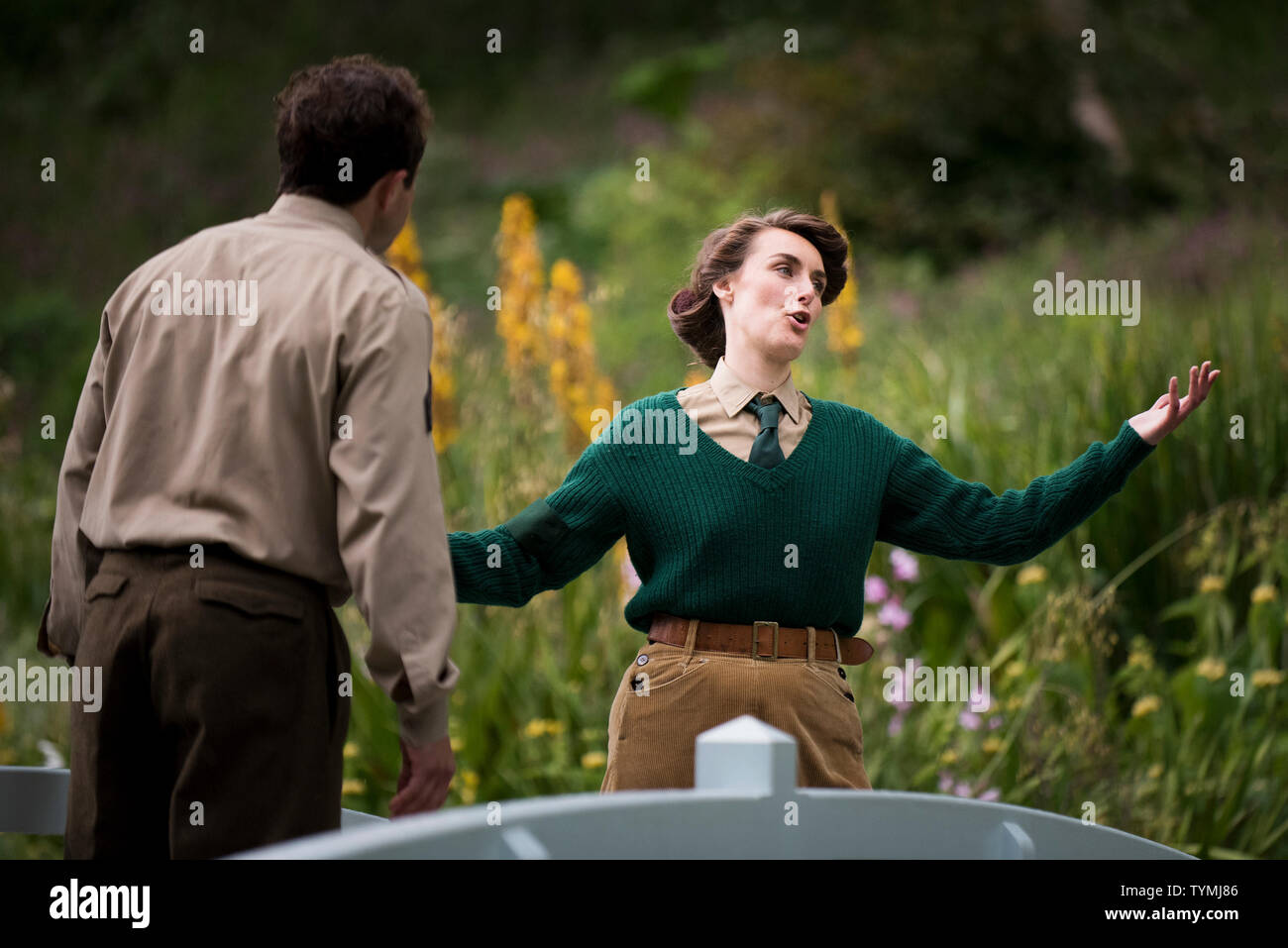 Actors Oliver Longstaff and Emily Faulkner performing in a scene from ...