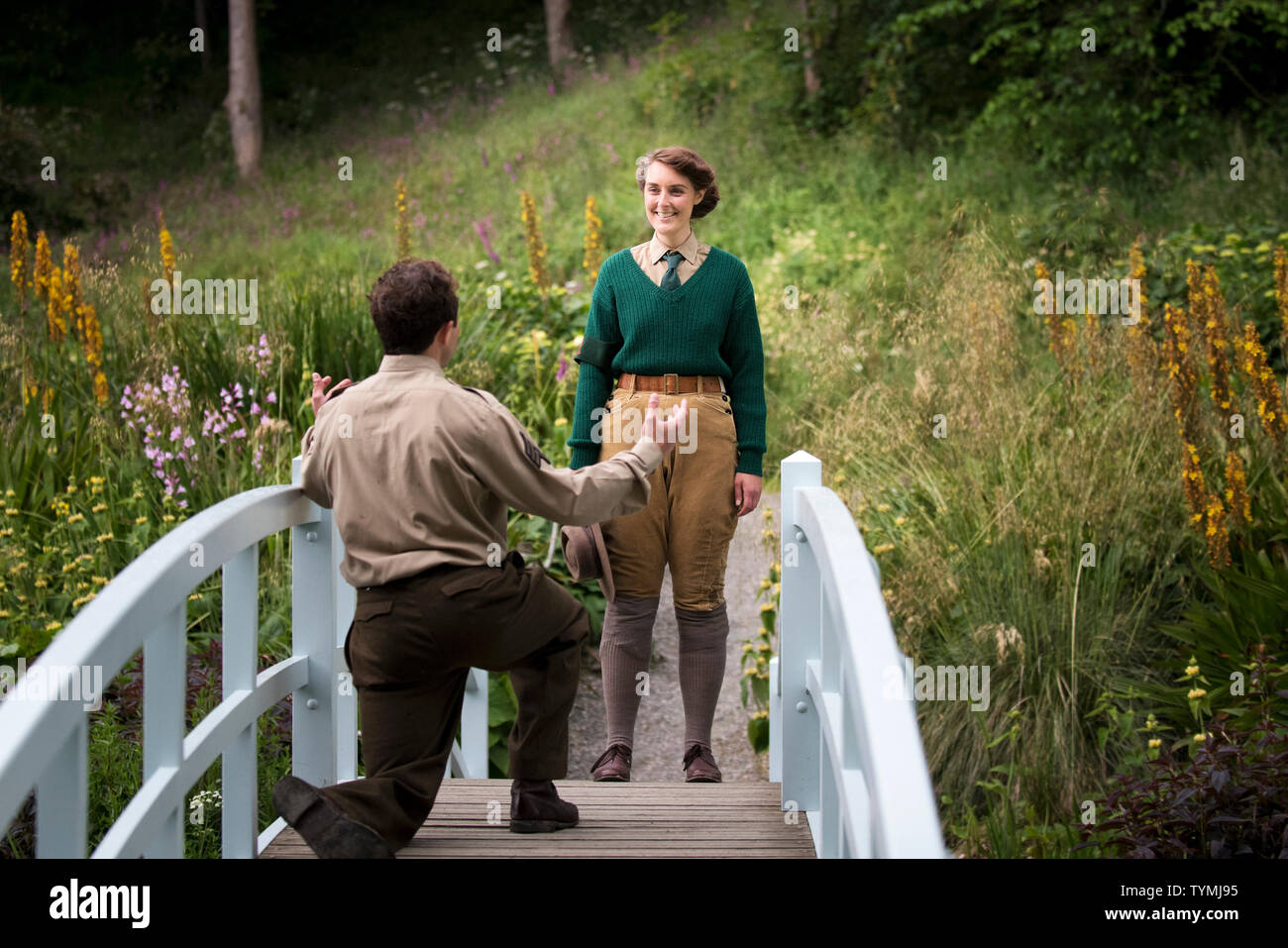 Actors Oliver Longstaff and Emily Faulkner performing in a scene from ...