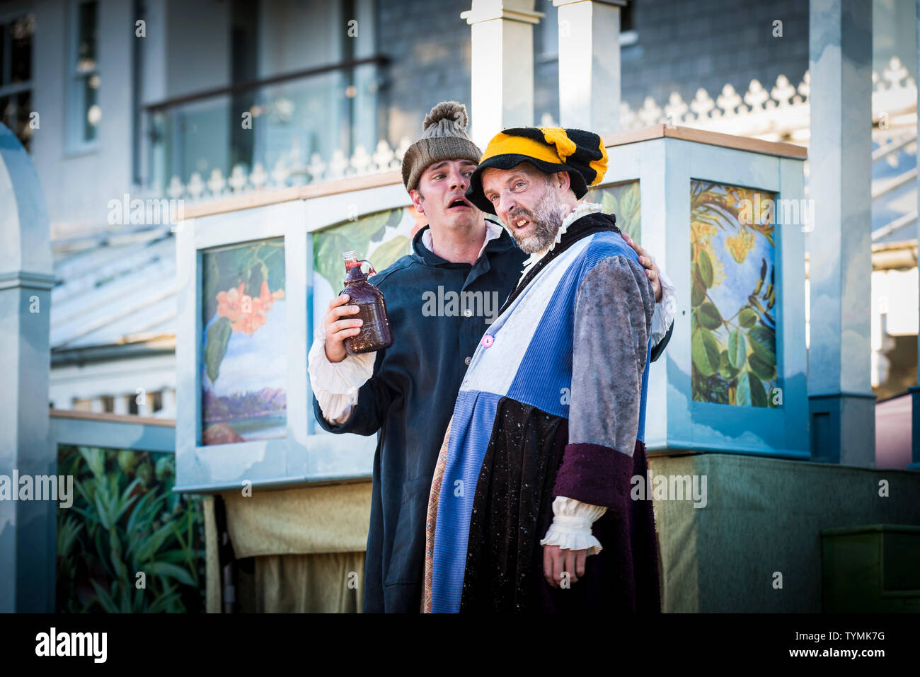 Actors Chris Wills, David Sayers performing the roles of Caliban and ...