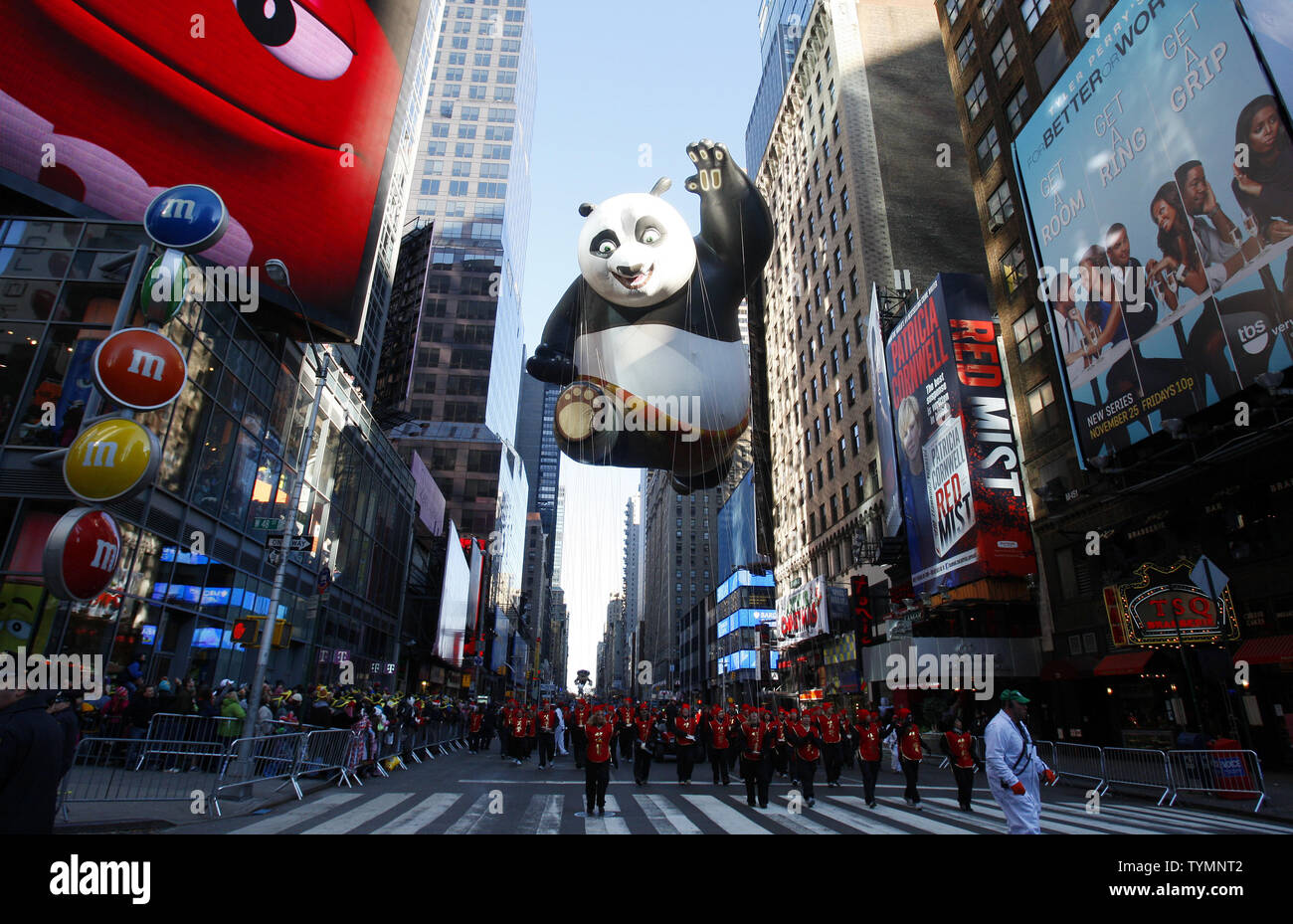 The Kung Fu Panda balloon floats down the parade route at the Macy's ...
