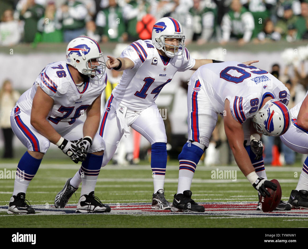 Buffalo Bills Ryan Fitzpatrick talks to the offense in the first ...