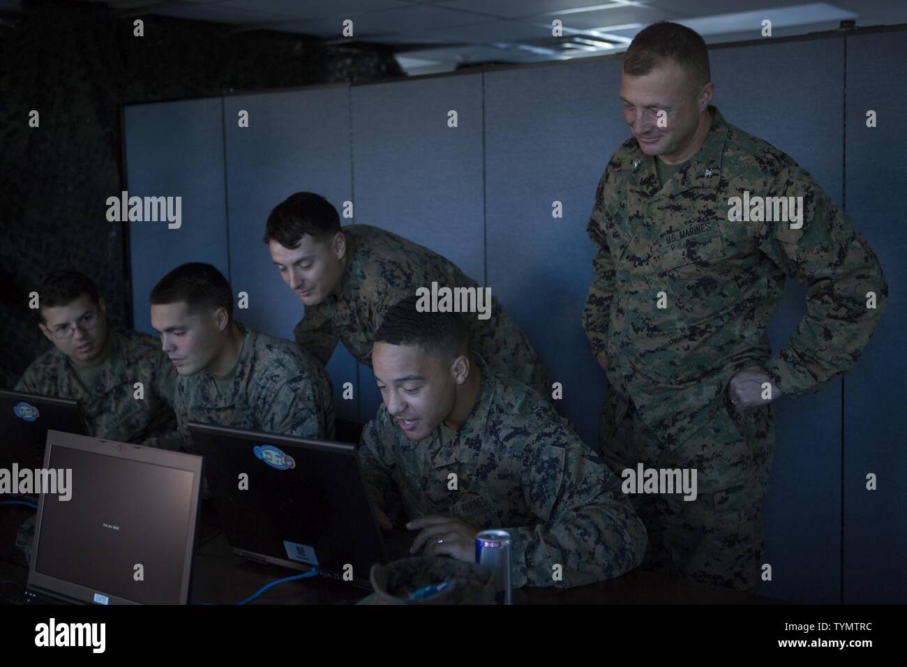 U.S. Marine Corps Col. Matthew S. Reid, right, commanding officer, 6th ...