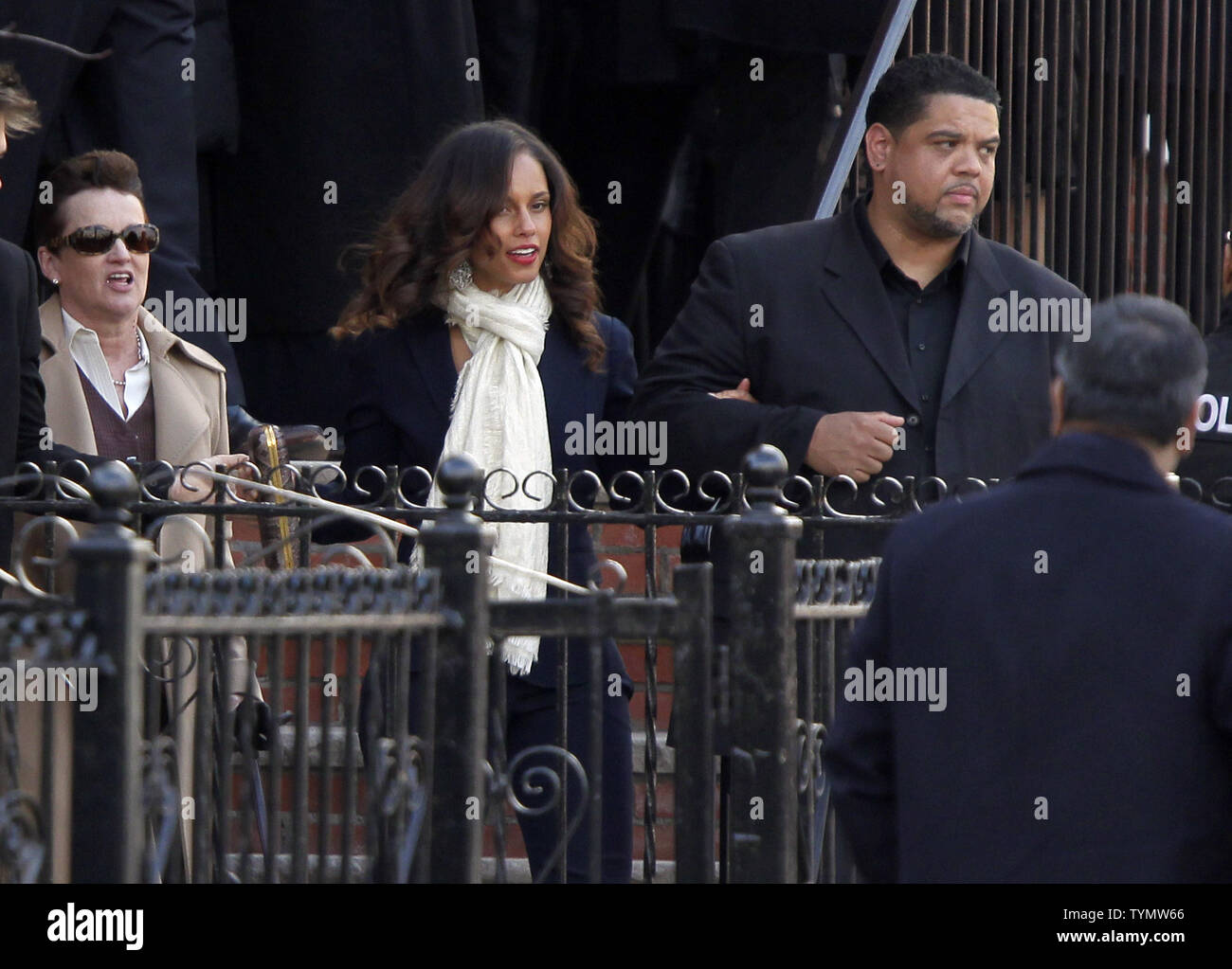 Alicia Keys walks out of The New Hope Baptist Church at the Funeral of ...