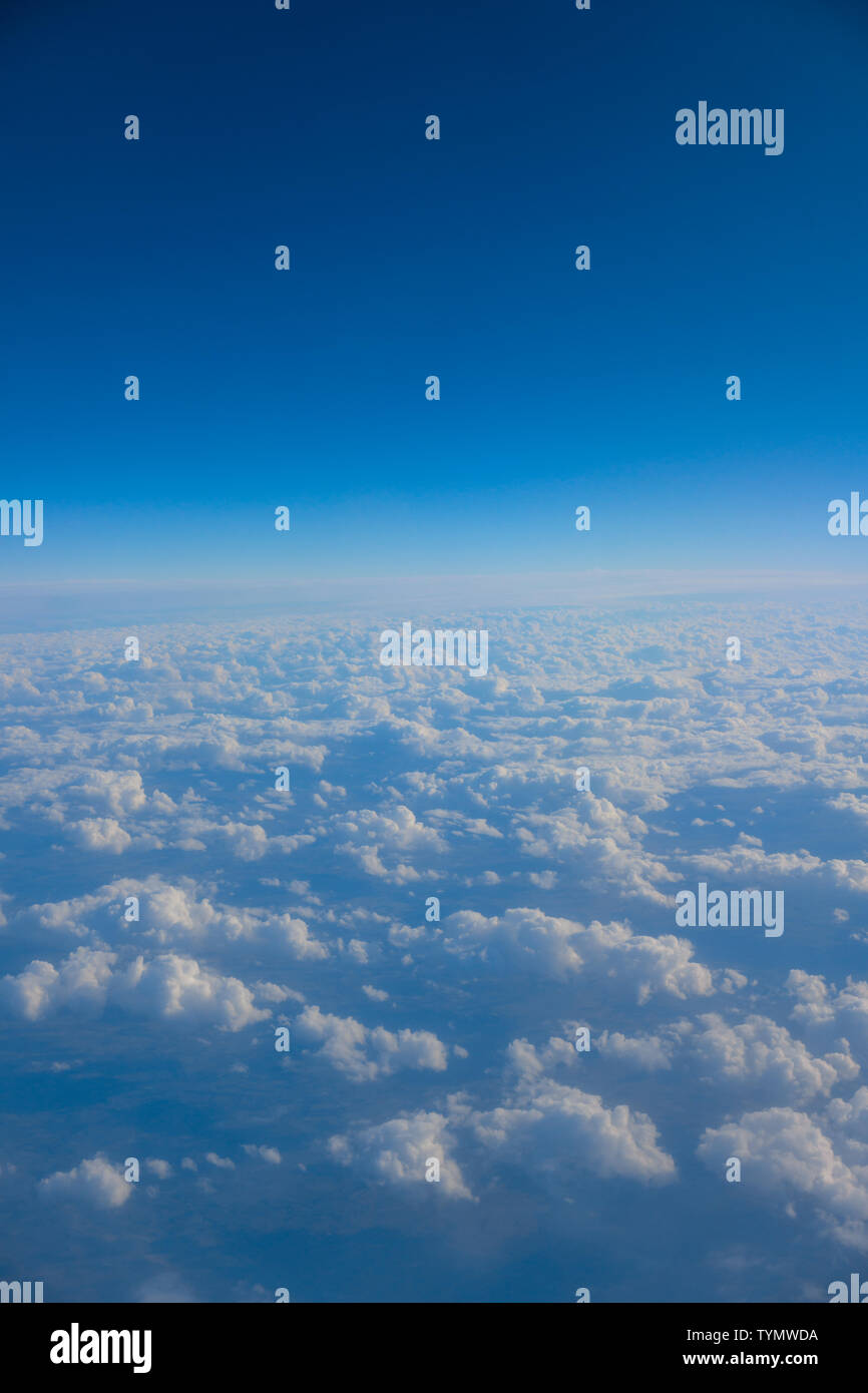 Sky and clouds from above the ground viewed from an airplane Stock ...