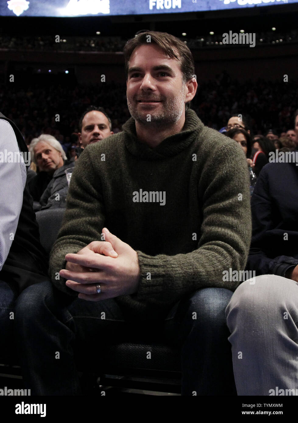 Jeff Gordon watches the New York Knicks play the Chicago Bulls at ...