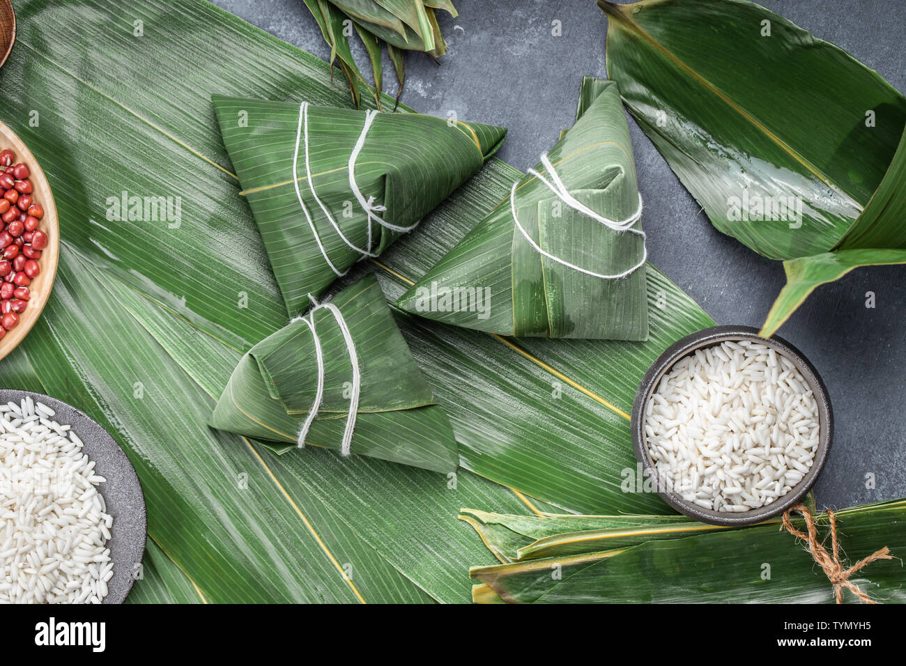 Dragon Boat Festival Zongzi and Production Raw Materials Stock Photo ...