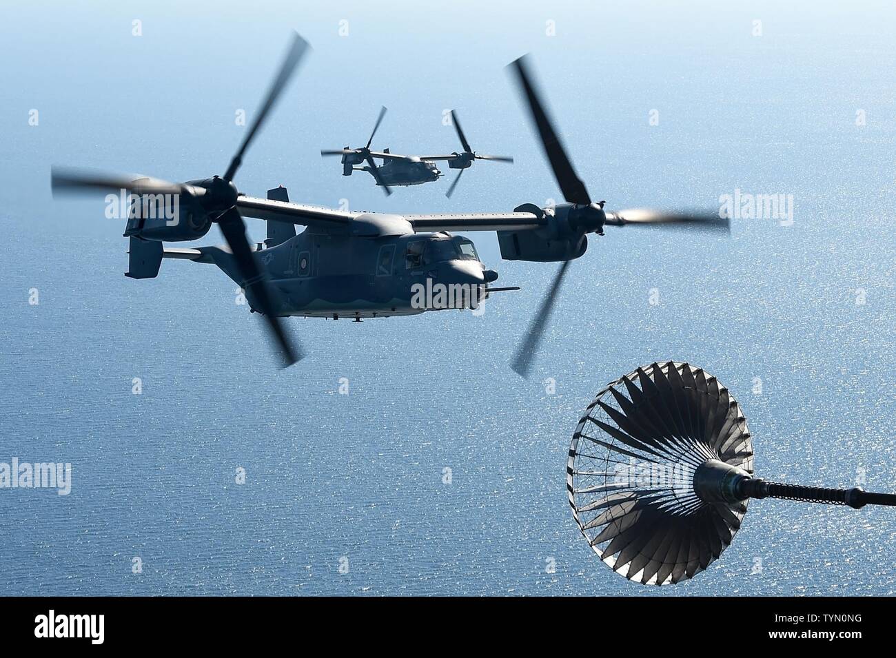 Two CV-22 Osprey tiltrotor aircraft assigned to the 8th Special ...