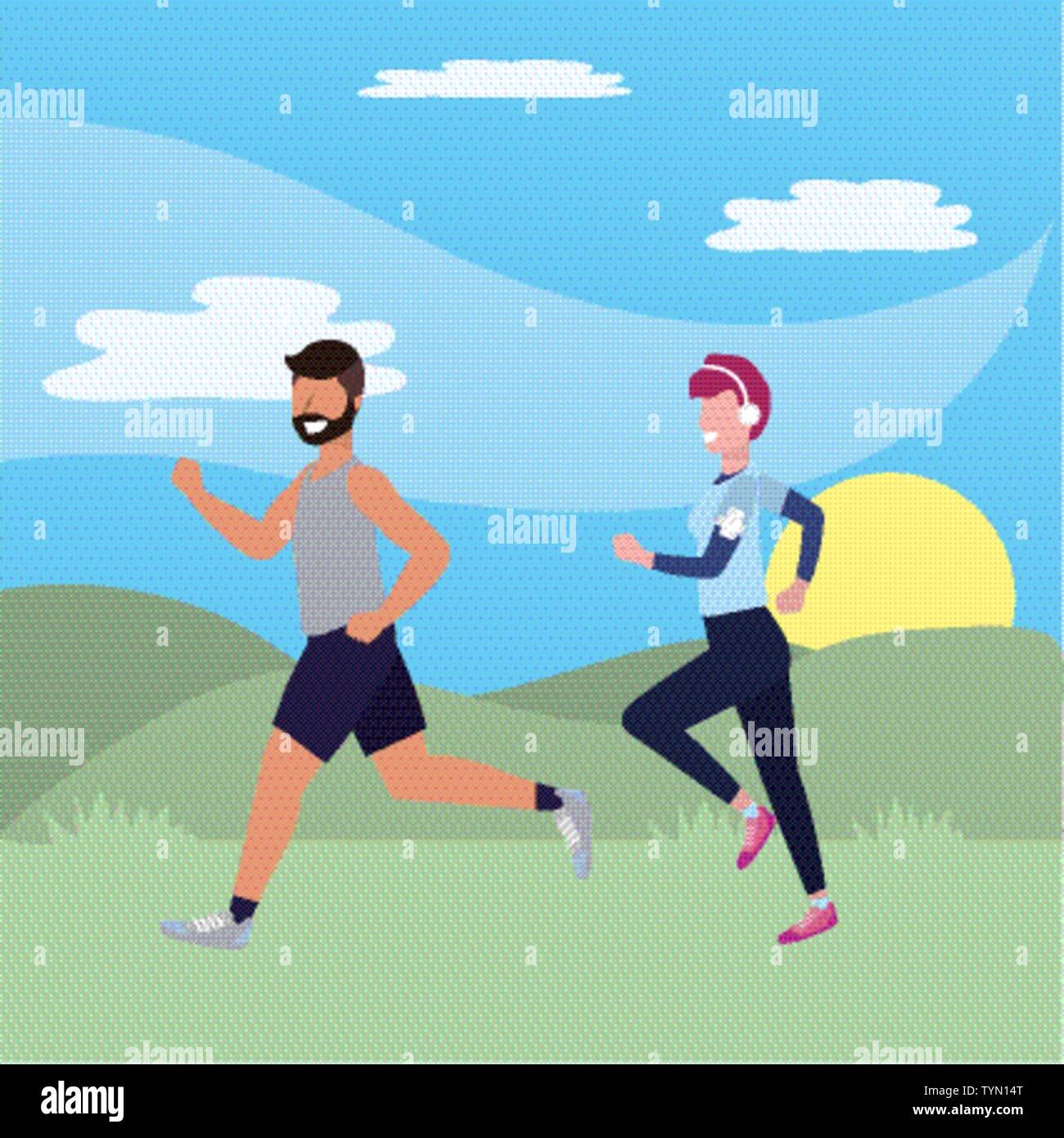 fitness exercise couple running workout healthy fit lifestyle outdoor ...