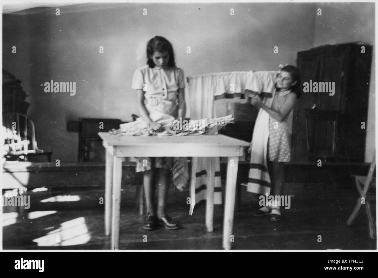 Two curtains Black and White Stock Photos & Images - Alamy