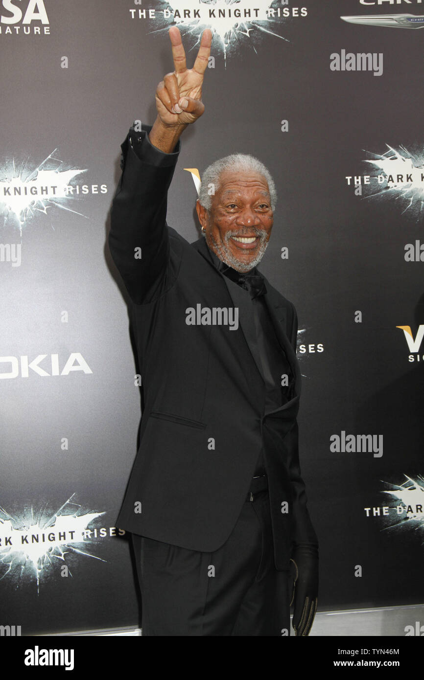 Morgan Freeman arrives for "The Dark Knight Rises" Premiere at the AMC ...