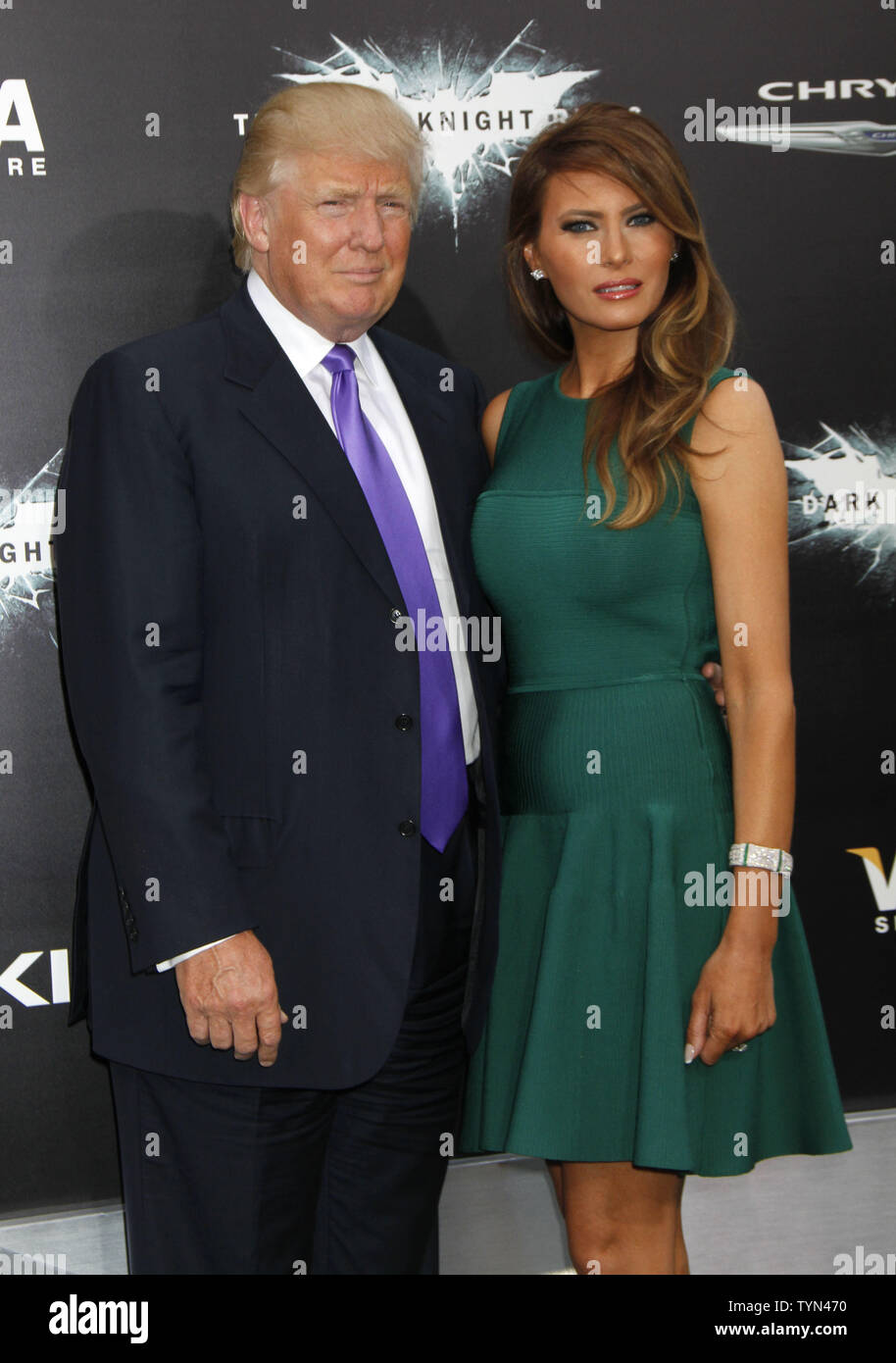 Donald and Melania Trump arrive for "The Dark Knight Rises" Premiere at ...