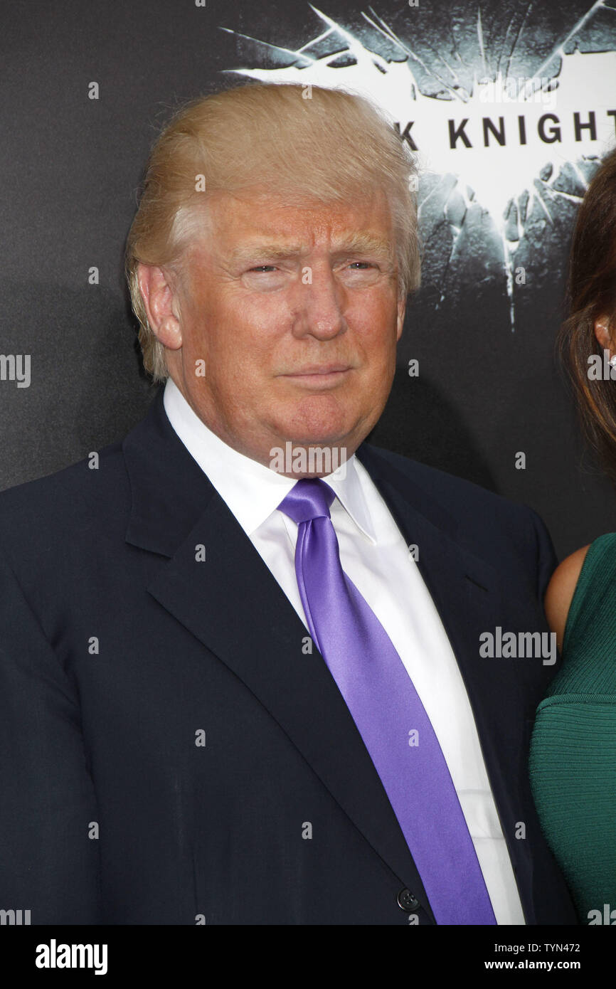 Donald Trump arrives for "The Dark Knight Rises" Premiere at the AMC ...