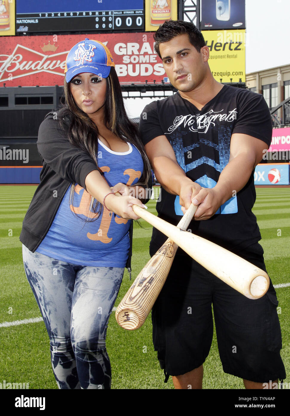Jersey Shore star Nicole Snooki Polizzi stands on the field with ...