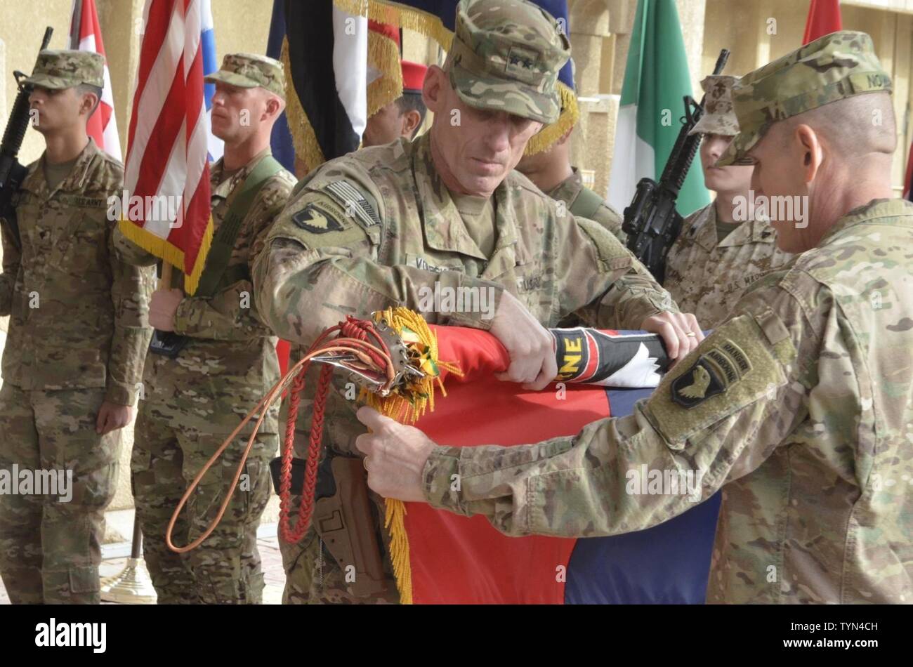 Maj. Gen. Gary Volesky and Command Sgt. Maj. Gregory Nowak of the 101st ...