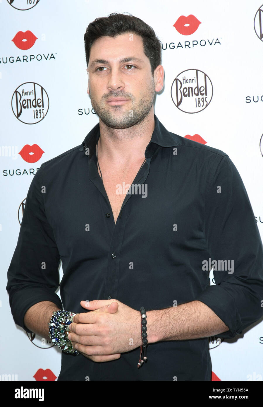 Max Chmerkovskiy attends Maria Sharapova's promotion of her new line of ...