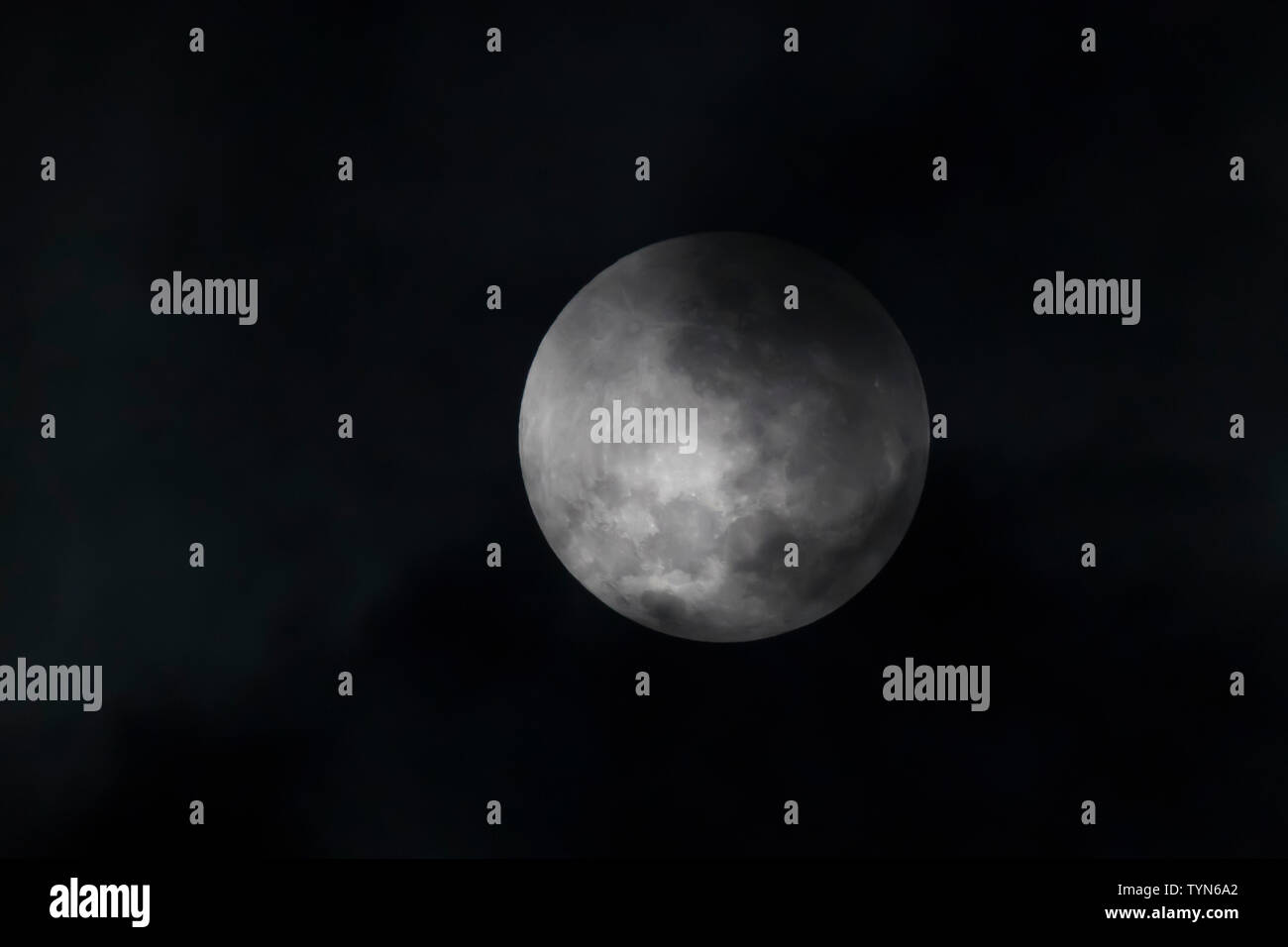 The moon in solar eclipse in the southern hemisphere Stock Photo - Alamy